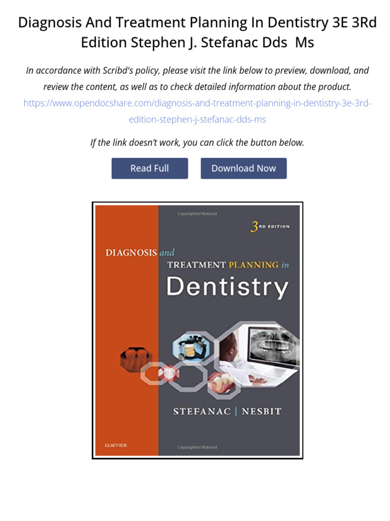 Diagnosis and Treatment Planning in Dentistry 3e 3rd Edition Stephen J ...