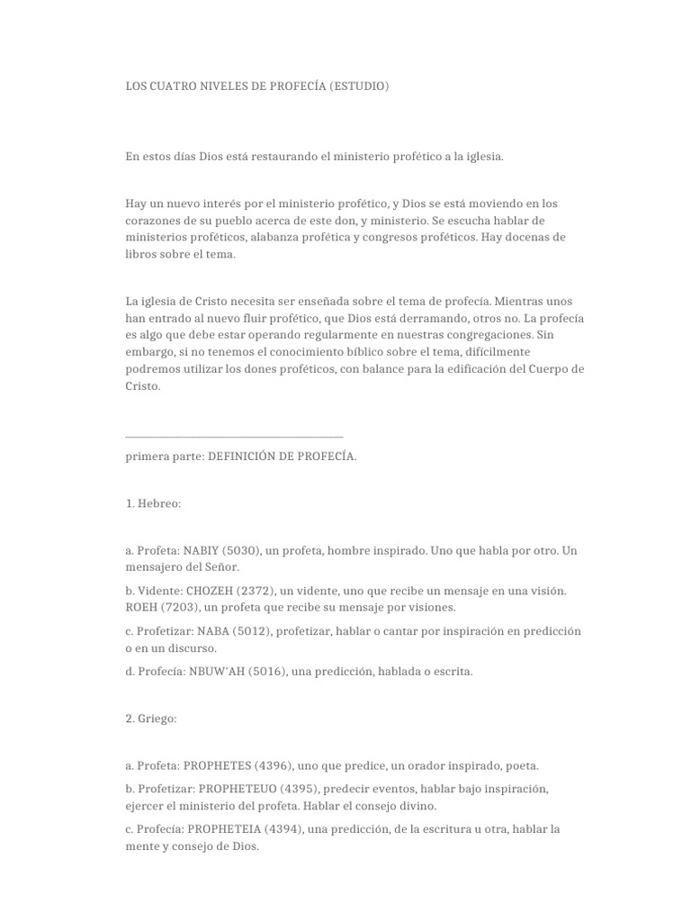 Cuatro Niveles de Profecía en la Iglesia | PDF | Profecía | Saulo