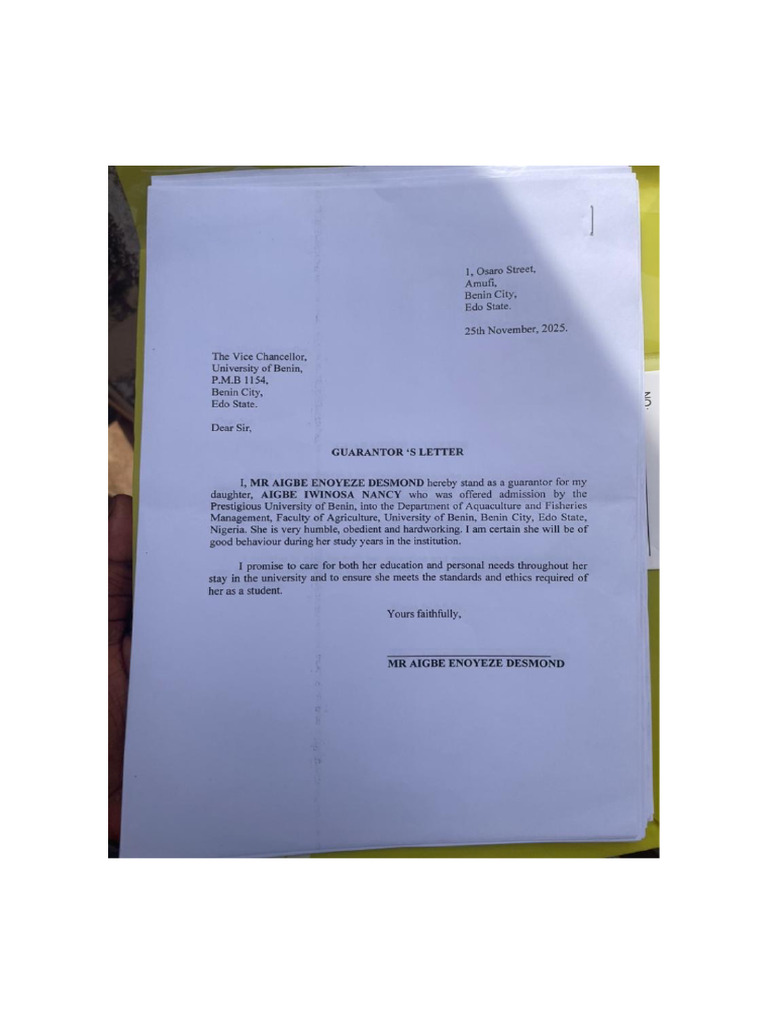 Guarantor Letter | PDF