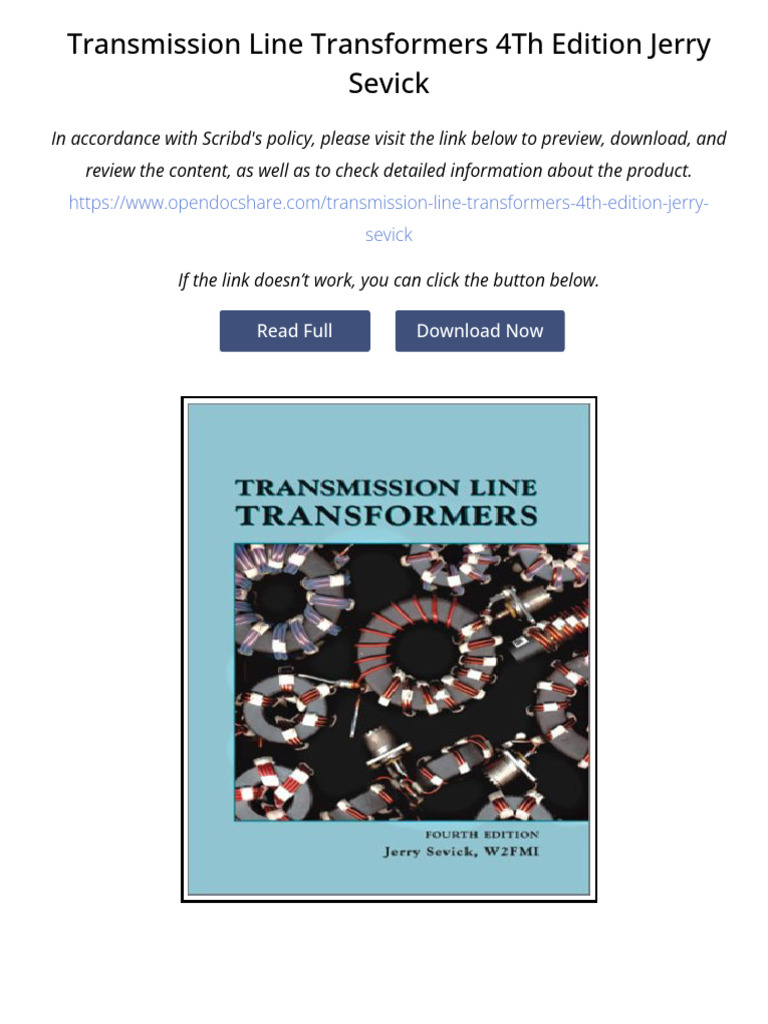 Transmission Line Transformers 4th Edition Jerry Sevick Full Access | PDF
