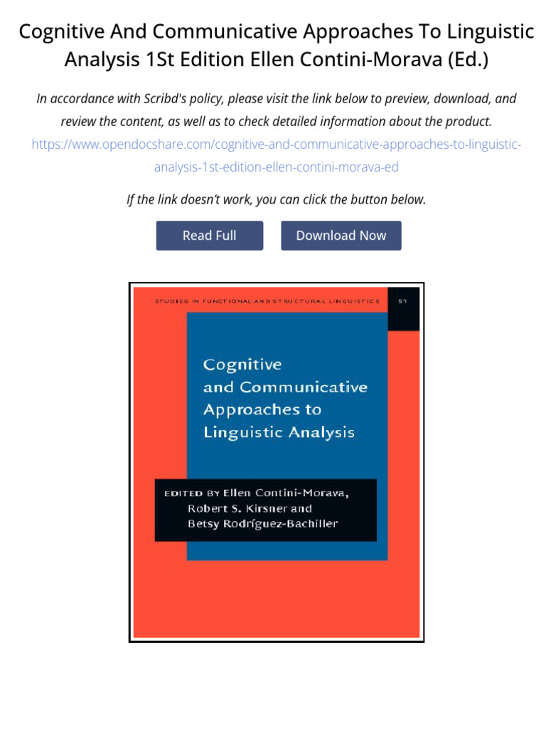 Cognitive and Communicative Approaches to Linguistic Analysis 1st ...