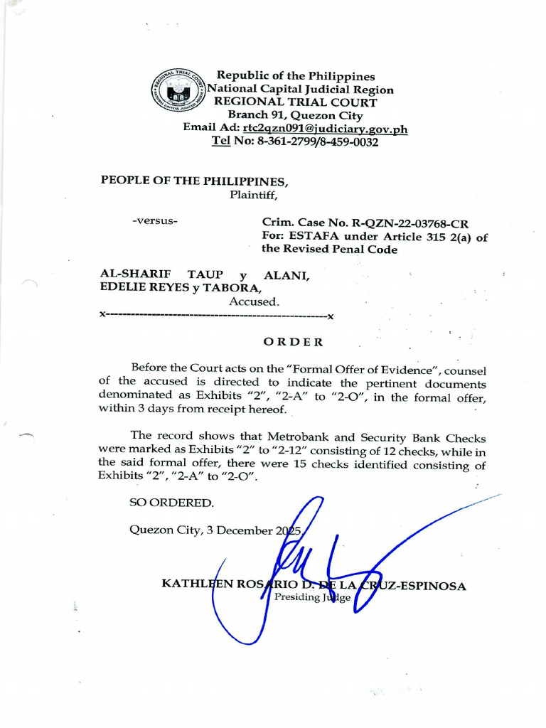 R-QZN-22-03768-CR_Al-Sharif Taup y Alani_Order Dated Dec. 3, 2025 | PDF