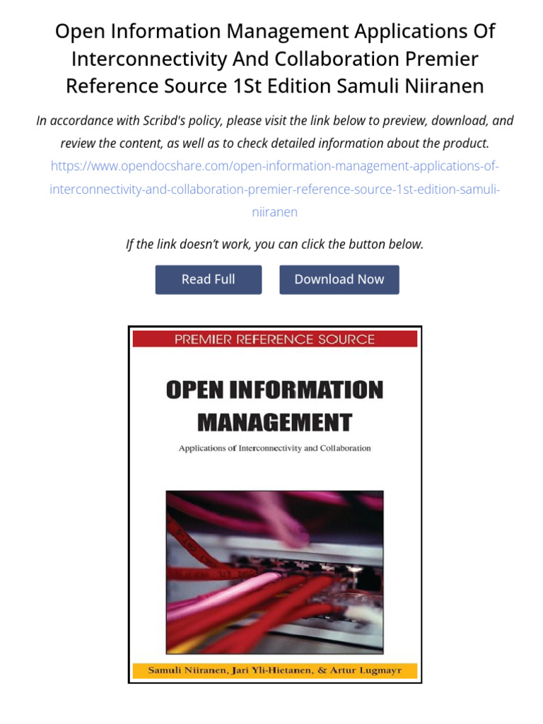 Open Information Management Applications of Interconnectivity and ...