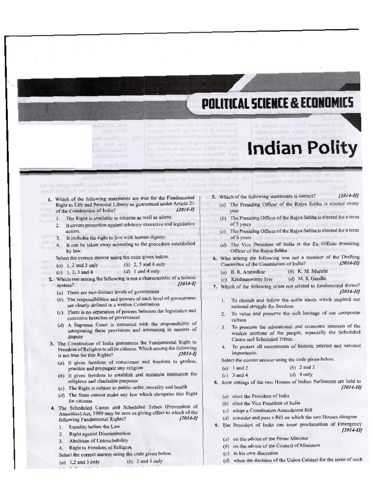 NDA Pol Science Economics PYQ Chapter Wise PDF With Solutions | PDF