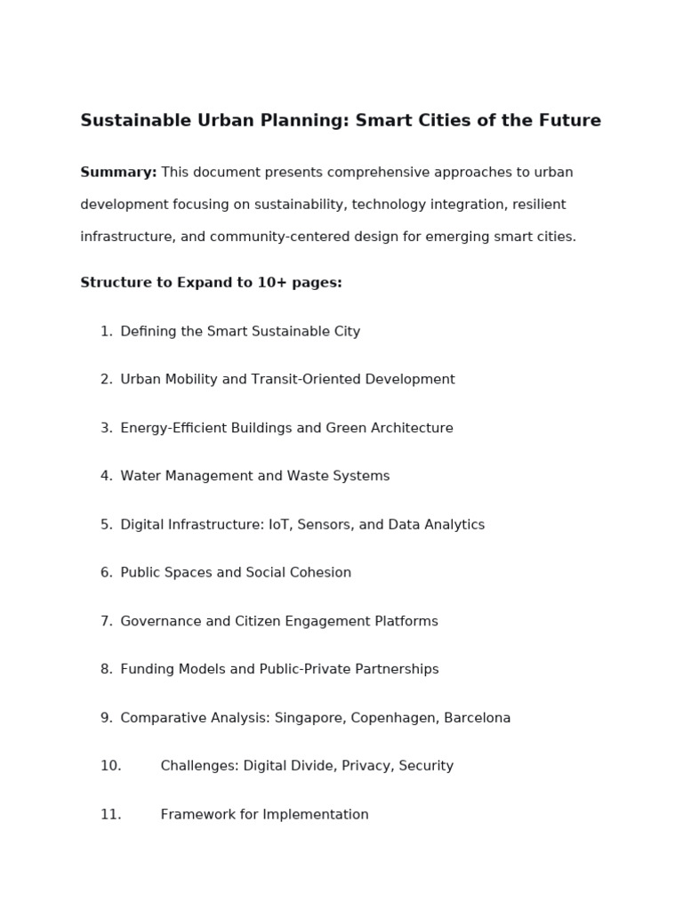 Smart Sustainable Urban Planning Guide | PDF | Sustainable City ...