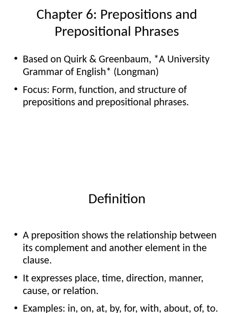 Chapter6 Prepositions and Prepositional Phrases | PDF