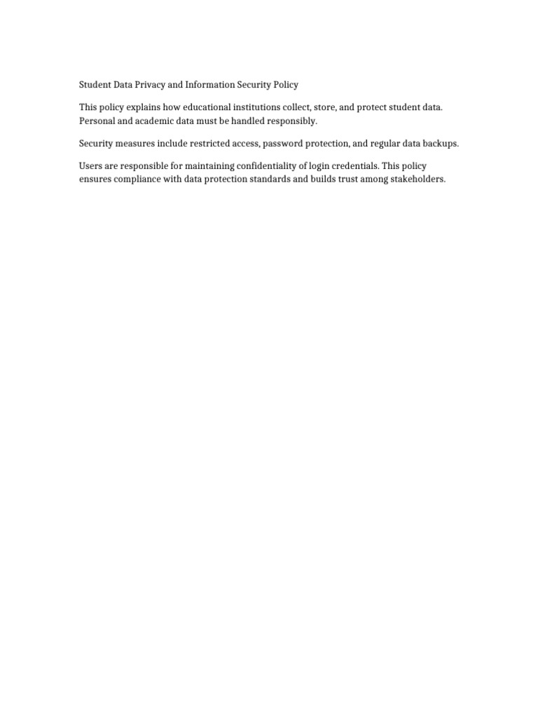Student Data Privacy and Information Security Policy | PDF