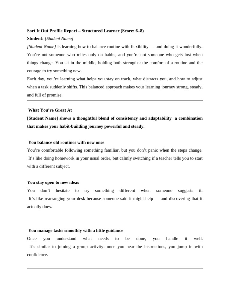 Structured Learner Profile Report | PDF | Habits | Learning