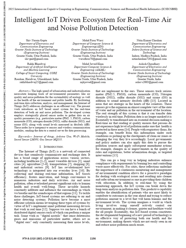 IoT System for Real-Time Pollution Monitoring | PDF | Internet Of ...