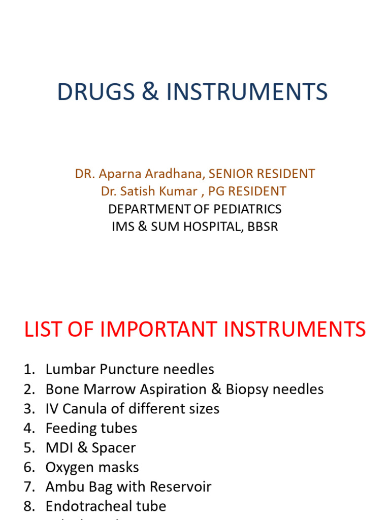 Essential Pediatric Medical Instruments | PDF | Meningitis | Clinical ...