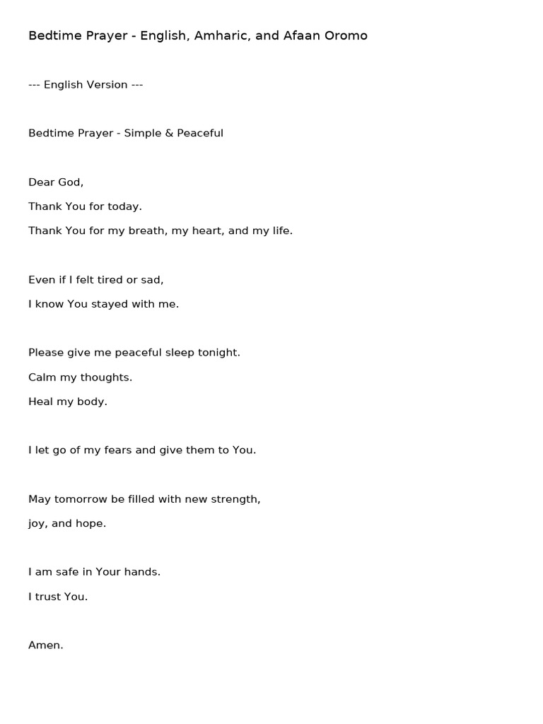Multilingual Bedtime Prayer Guide | PDF