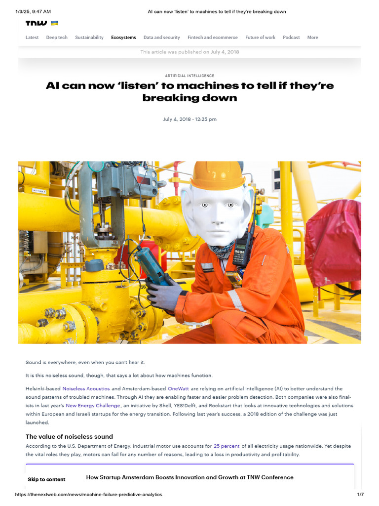 AI Can Now Listen' To Machines To Tell If They're Breaking Down | PDF ...