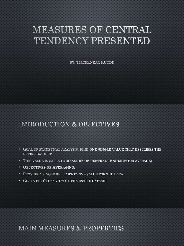 Measures of Central Tendency Presented by | PDF