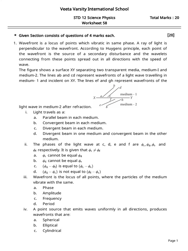 Worksheet 58 - Solution | PDF | Diffraction | Angular Resolution