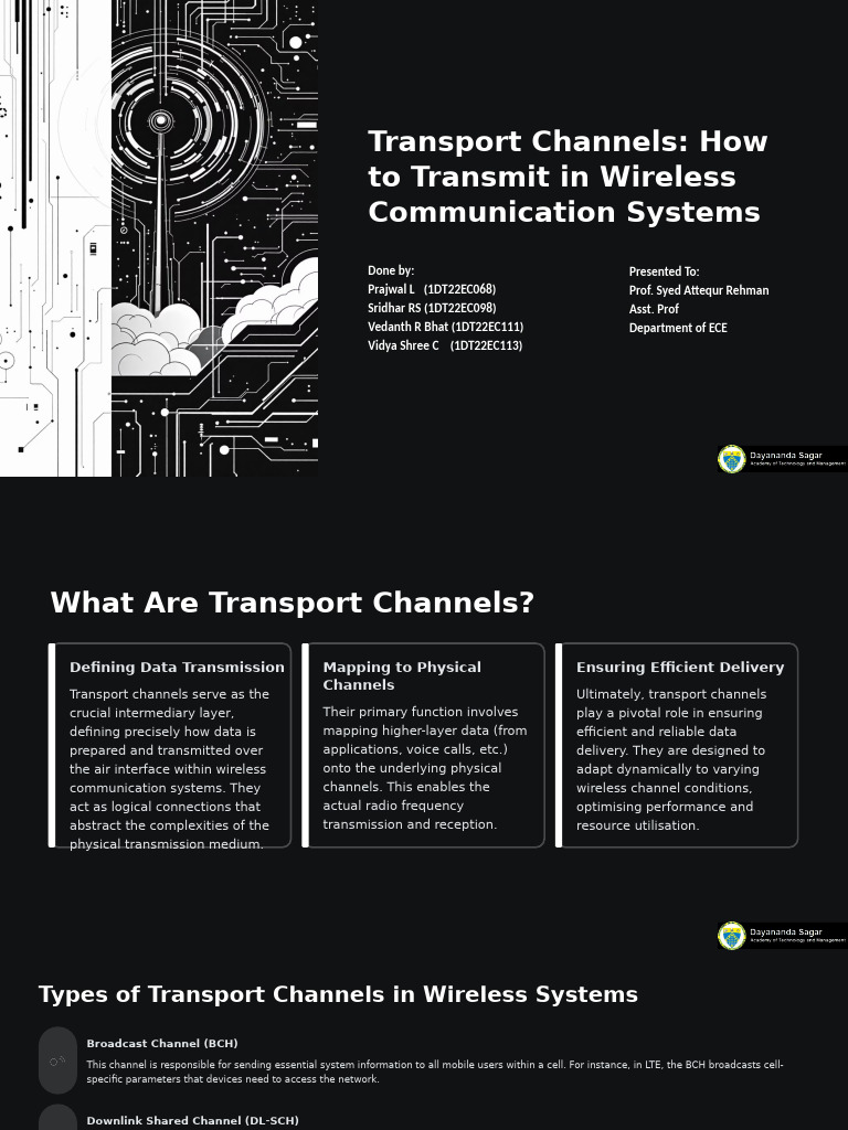 Transport Channels How To Transmit in Wireless Communication Systems ...