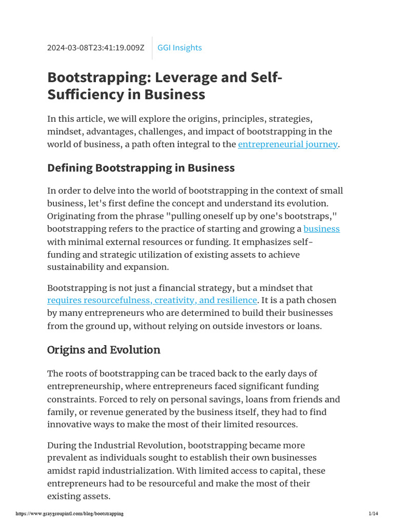 Bootstrapping: Strategies for Success | PDF | Entrepreneurship | Mindset