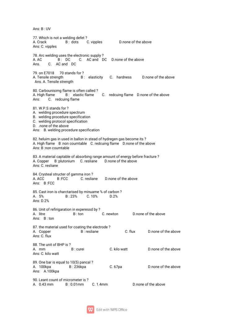 Welding and Material Science Quiz | PDF