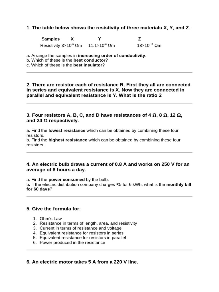 Electrical Resistance and Conductivity Analysis | PDF