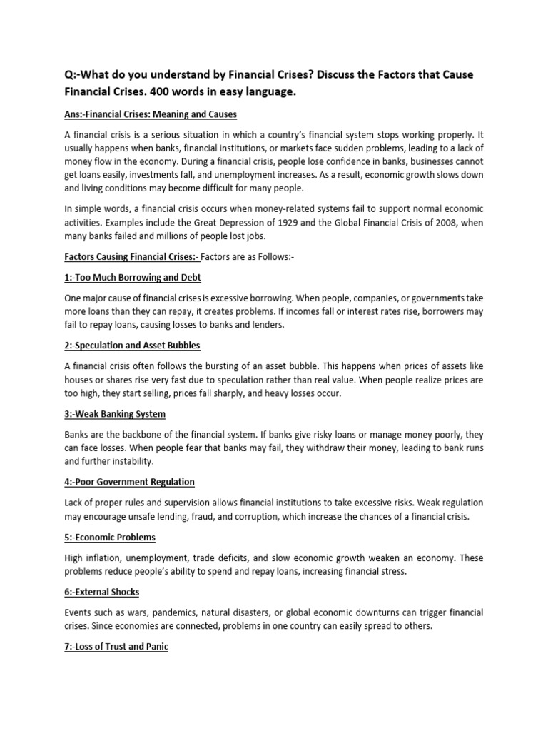Financial Crises, Definition and Causes | PDF | Financial Crises | Banks