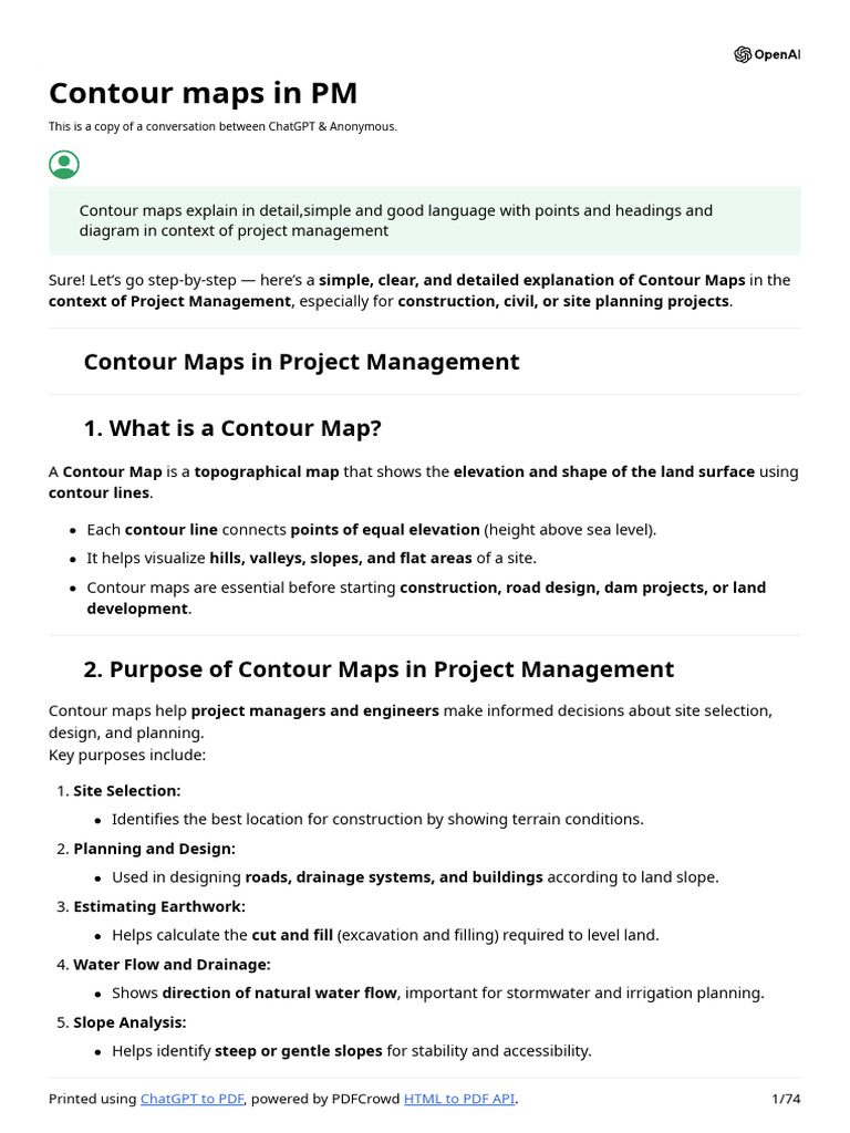 Contour Maps for Project Management | PDF | Contour Line | Geographic ...