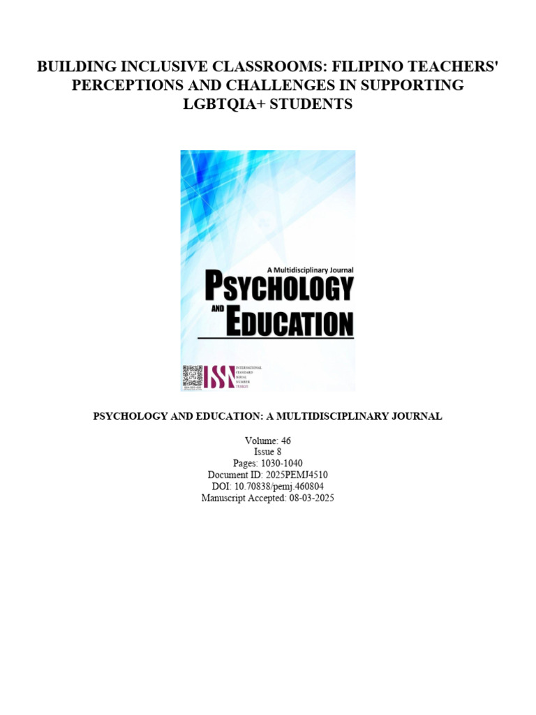 Filipino Teachers' Views on LGBTQIA+ Support | PDF | Inclusion ...