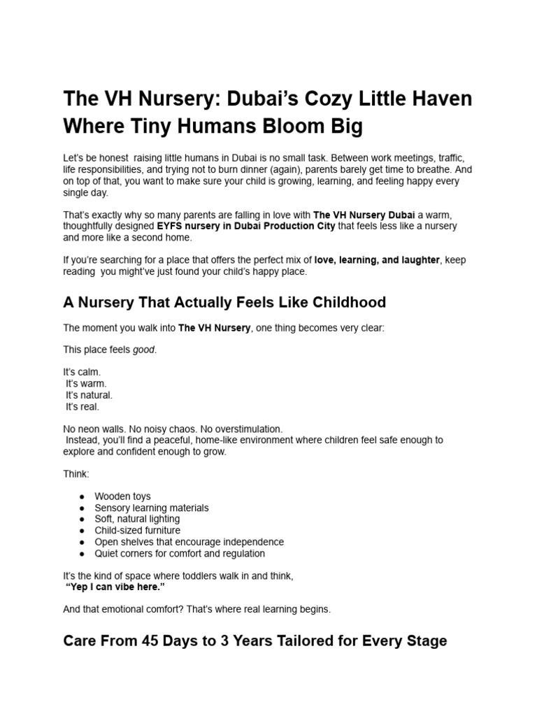 The VH Nursery: Dubai's Cozy Little Haven Where Tiny Humans Bloom Big ...