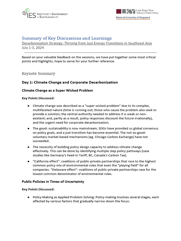 Summary of Decarbonization EE For Policymakers | PDF | Climate Change ...