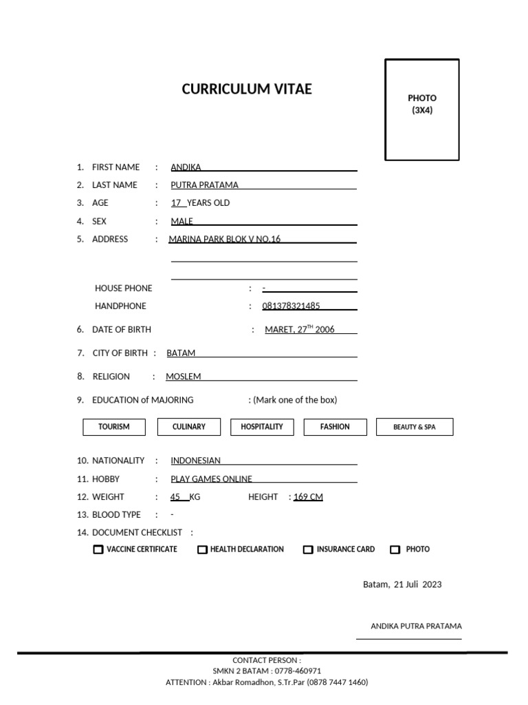 Curriculum Vitae of Andika Putra Pratama | PDF