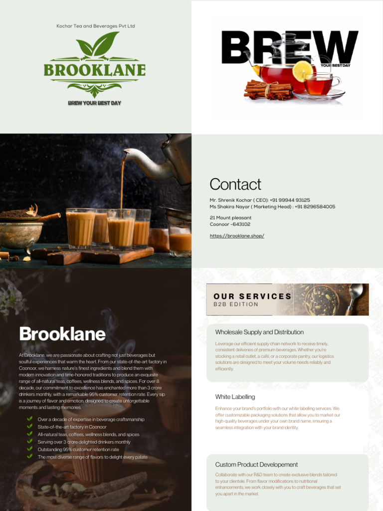 Brooklane Tea Factory Brochure - Premium Indian Loose Leaf Tea Brand ...