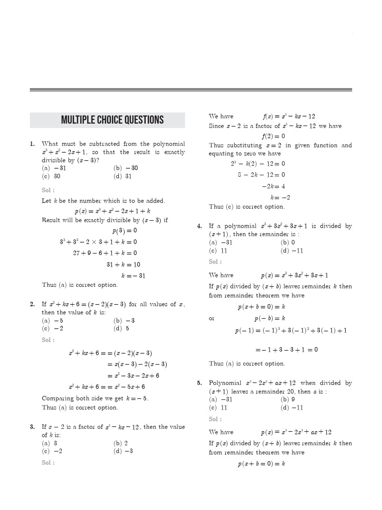 Factorisation of Polynomials | PDF | Factorization | Arithmetic