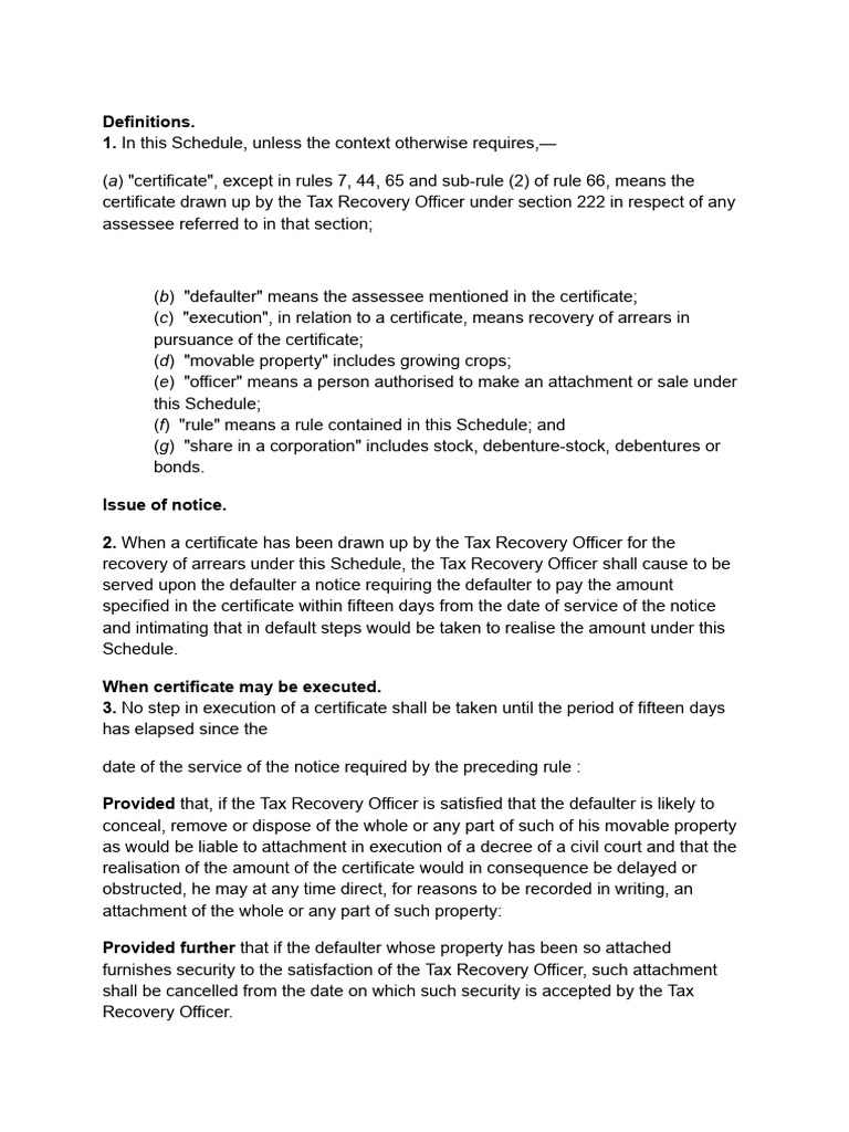 Tax Recovery Officer Procedures Explained | PDF