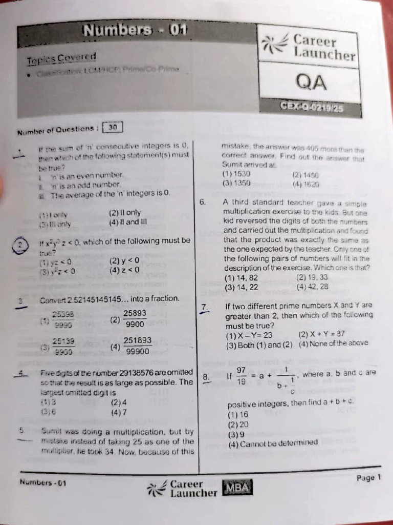 Numbers 1 | PDF