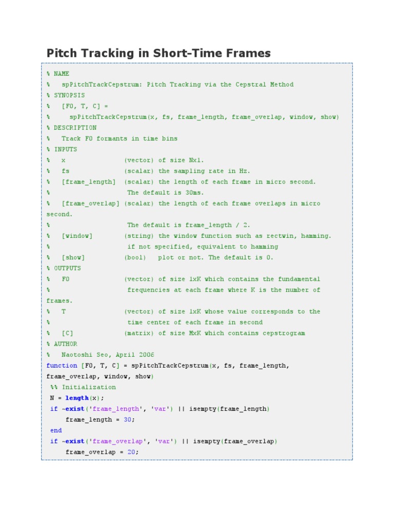Cepstral Pitch Tracking Method | PDF
