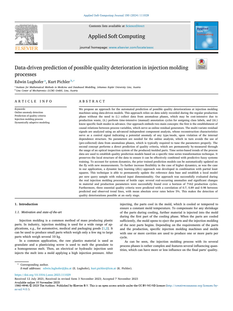 Data-Driven Prediction of Possible Quality Deterioration in Injection ...