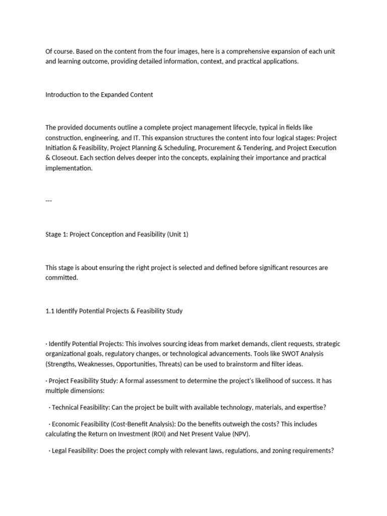 Project Management Notes Tura | PDF | Feasibility Study | Project ...