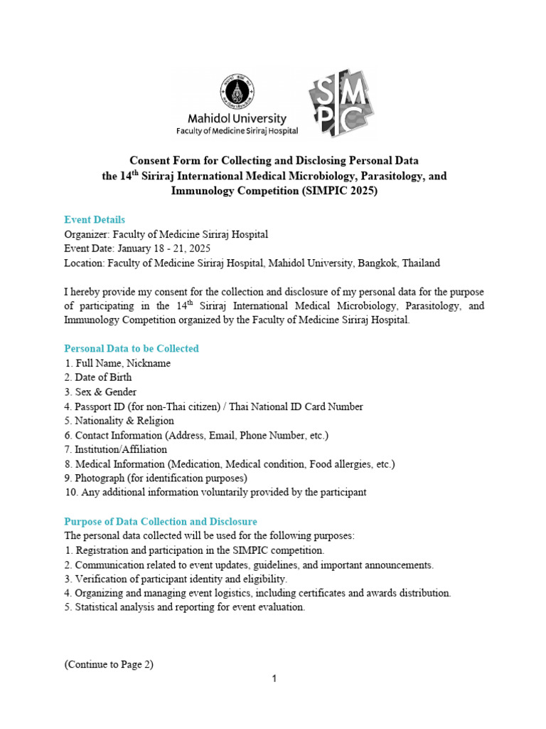 Consent Form For Collecting and Disclosing Personal Data | PDF ...