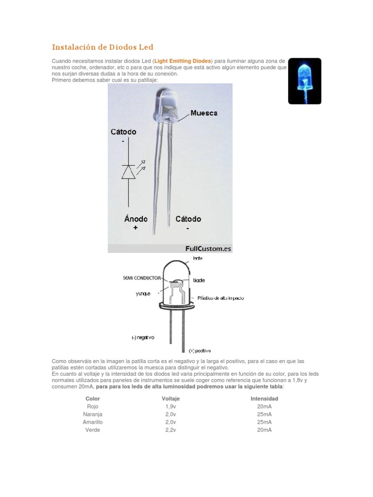 Instalación de Diodos Led | Diodo emisor de luz | Resistencia eléctrica ...