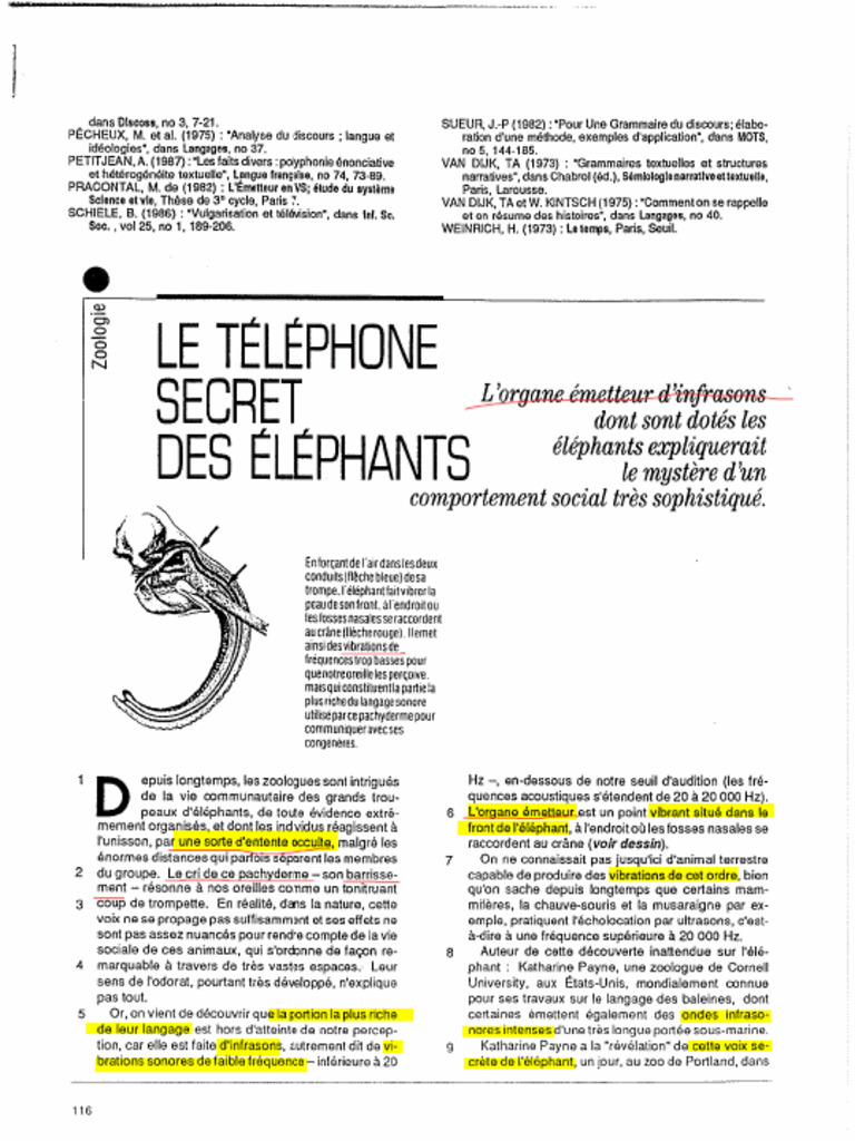 Le Téléphone Secret Des Éléphants | PDF