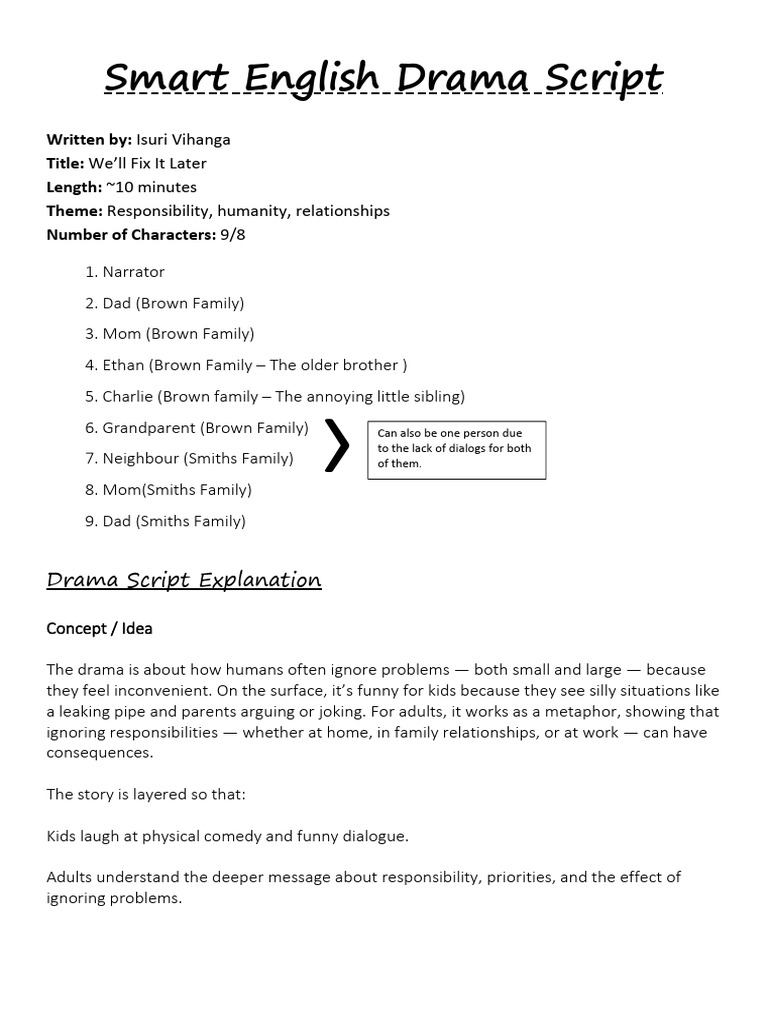 Smart English Drama Script 2 We'Ll Fix It Later | PDF