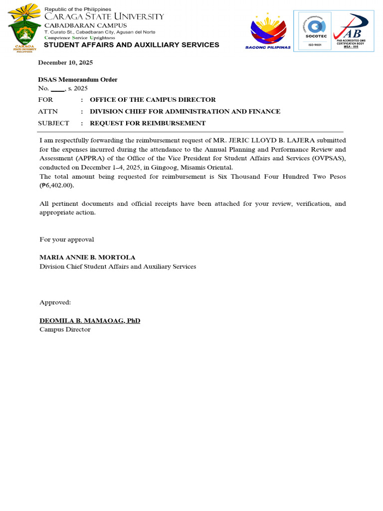 013 - Request For Approval For Postponement Letter For The Conduct of ...