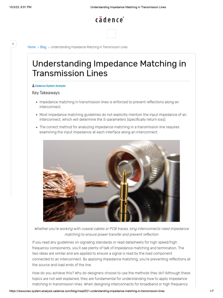 Understanding Impedance Matching in Transmission Lines | PDF ...