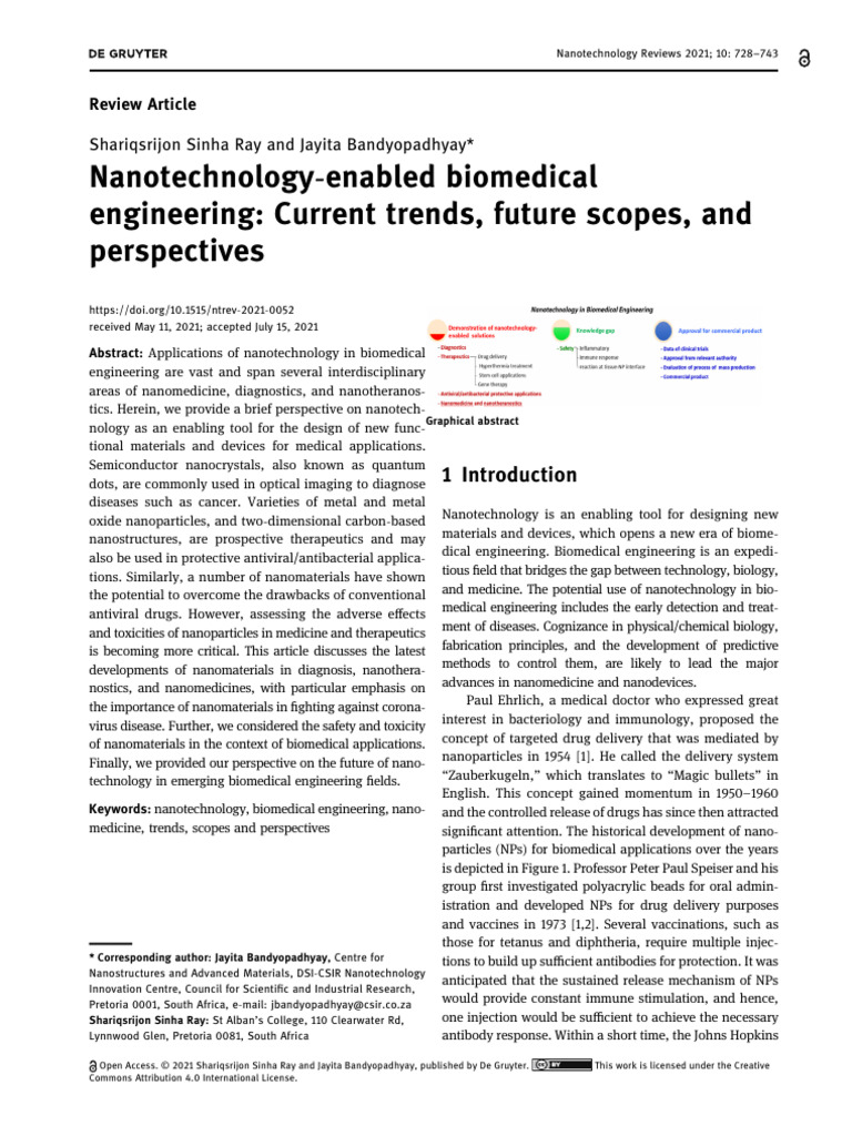 Nanotechnology-Enabled Biomedical Engineering Curr | PDF | Angiogenesis ...