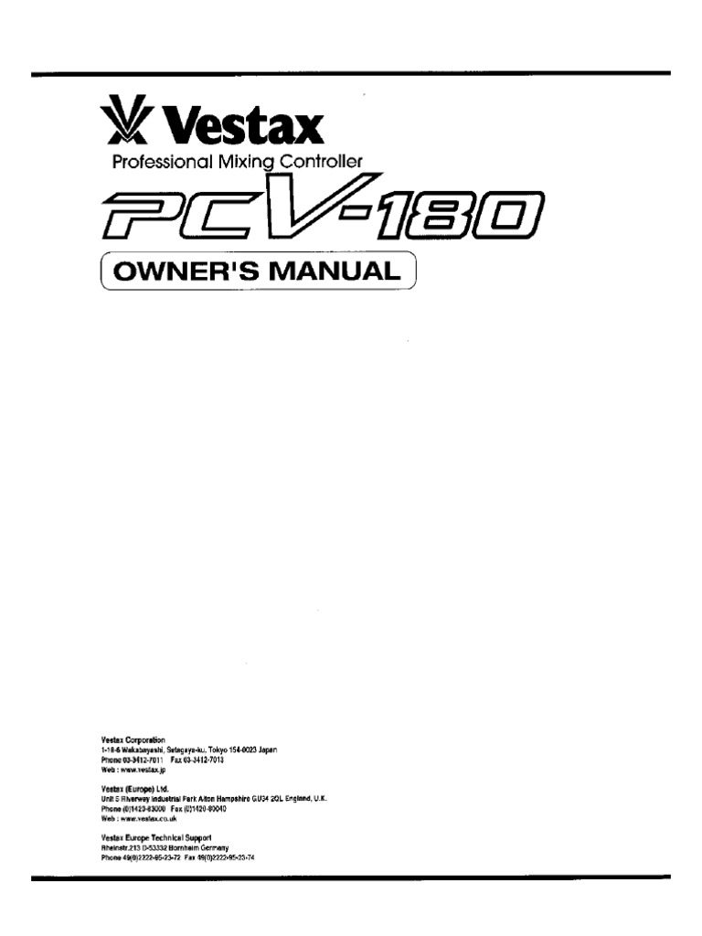 Ve PCV 180 Manual | PDF