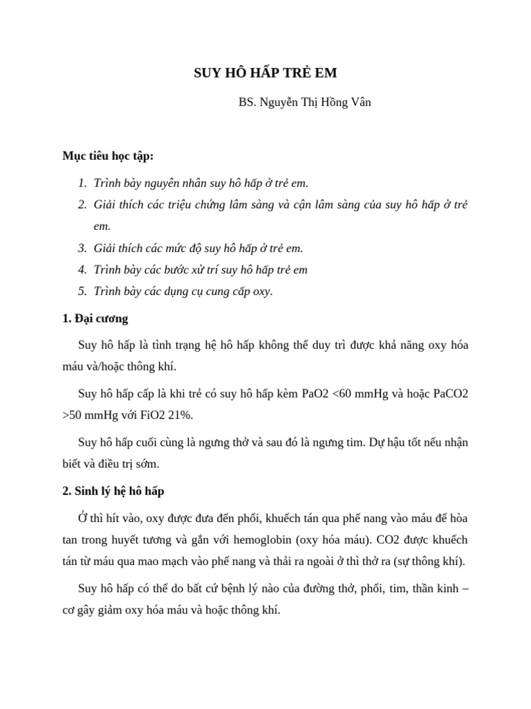 Suy Hô Hấp Trẻ em | PDF