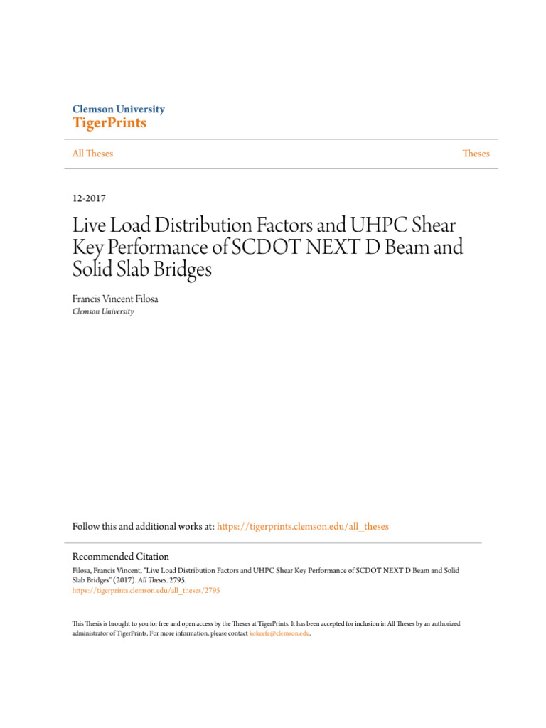 Live Load Distribution Factors and UHPC Shear Key Performance of | PDF ...