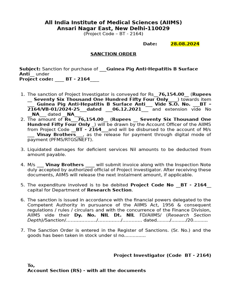Sanction Order LT-01 | PDF