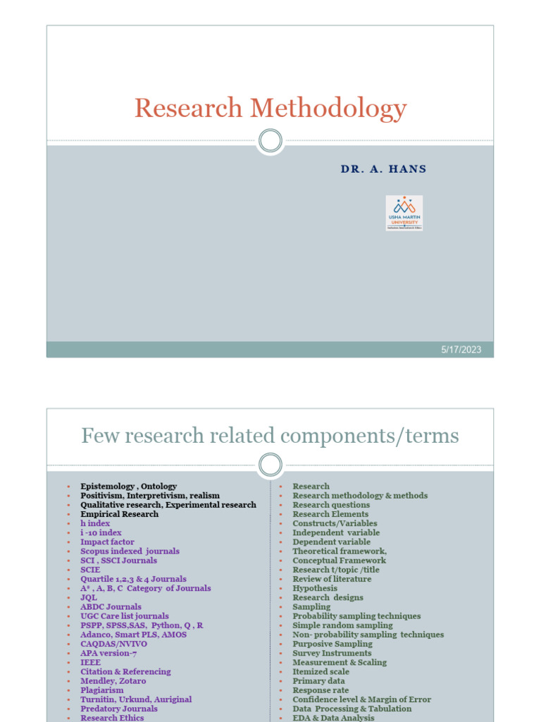 Fundamentals of Research Methodology - 2023 (Compatibility Mode) | PDF ...