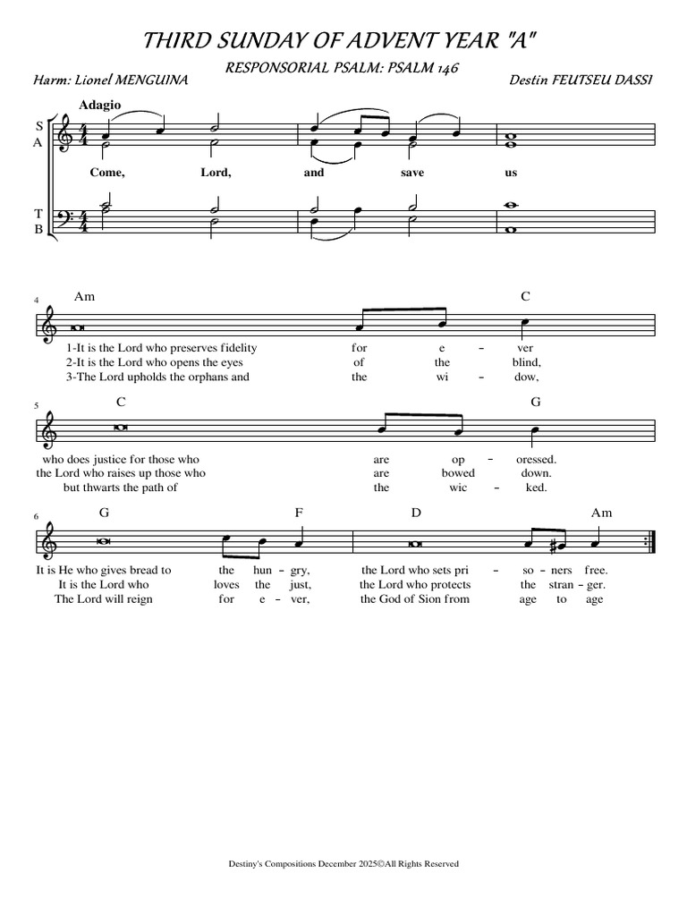 Psalm 146 for Advent Sunday A | PDF | Psalms | Ketuvim