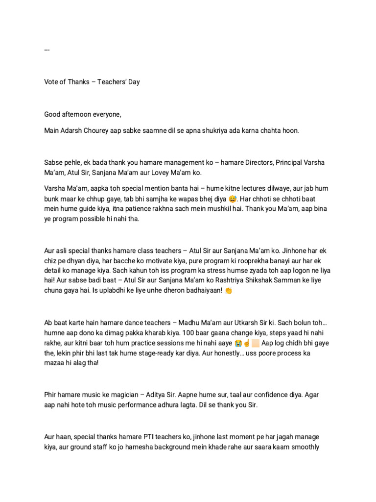 Vote of Thanks | PDF