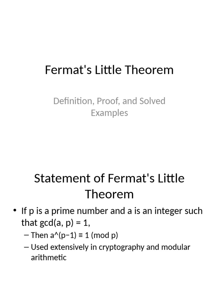 Understanding Fermat's Little Theorem | PDF